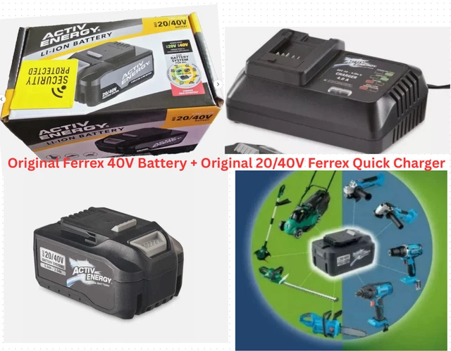 FERREX 40V LI-ION 5Ah Battery & Ferrex 20-40V Charger For Ferrex 40V ...