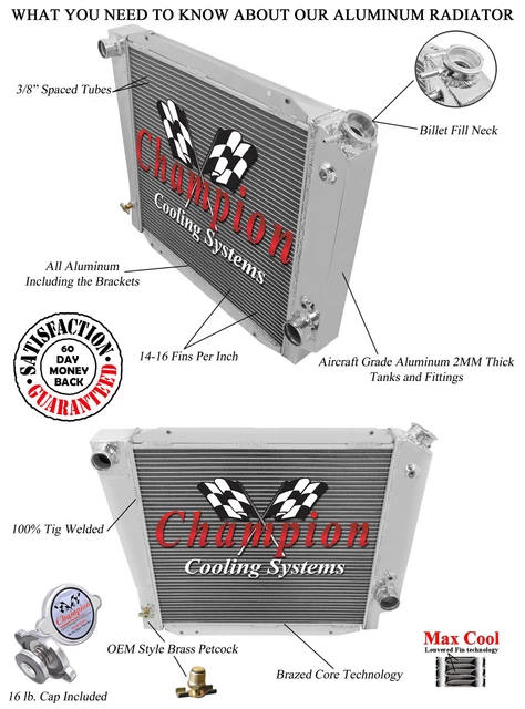 SUPER CHAMPION 4 Row All Aluminum Radiator for 1966 - 1977 Ford Bronco ...