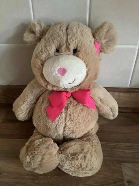 TESCO WITH LOVE Beige Teddy Bear Super Soft Toy With Pink Ribbon Bow ...