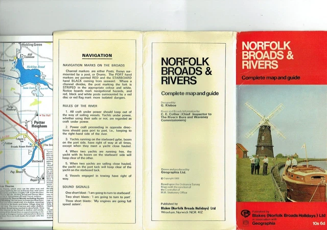 NORFOLK BROADS & Rivers (1969) Complete map & guide, Blakes Ltd £10.00 ...
