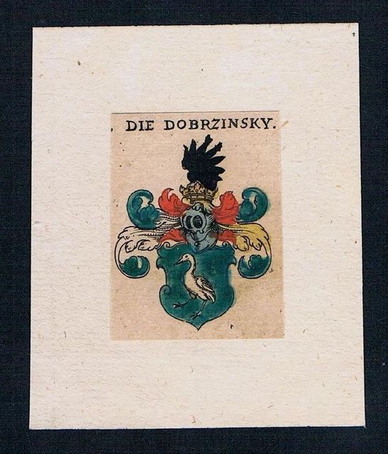 17.JH. DIE DOBRZINSKY Wappen coat of arms heraldry Heraldik Kupferstich ...