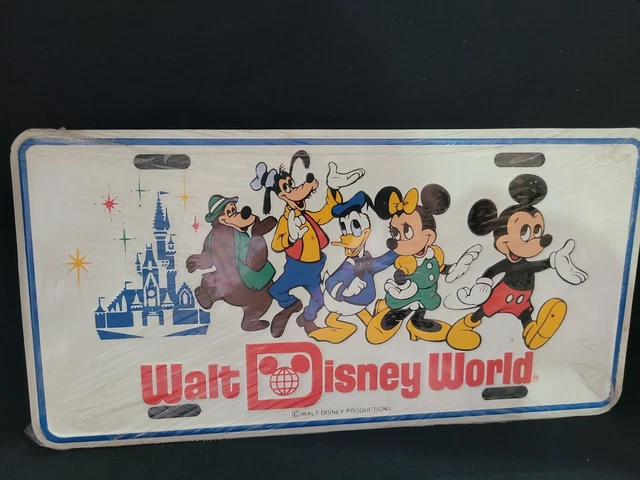 VINTAGE WALT DISNEY World License Plate Castle Mickey Donald Goofy ...