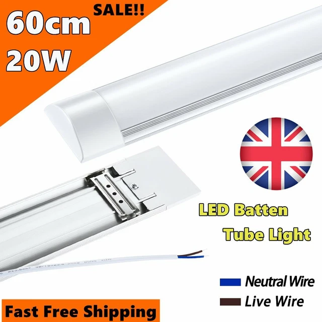 20W 60CM LED Batten Tube Light Wall Shed For Workshop Garage Ceiling ...