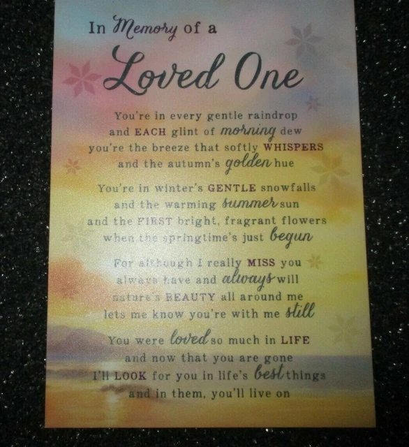 IN LOVING MEMORY Card (In Memory Of A Loved One) £1.99 - PicClick UK