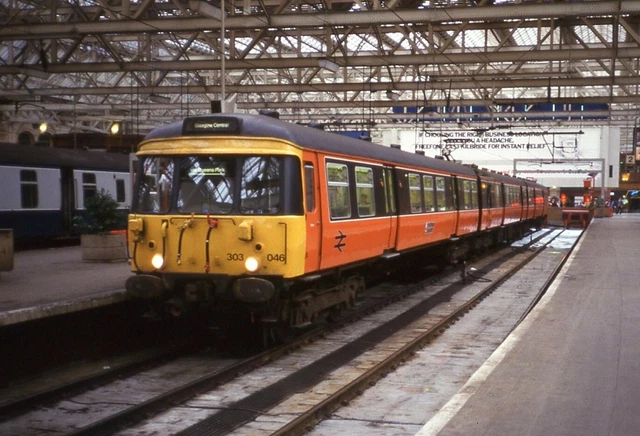 BRITISH RAIL 303046 Class 303 Blue Train EMU Railway Photo Strathclyde ...
