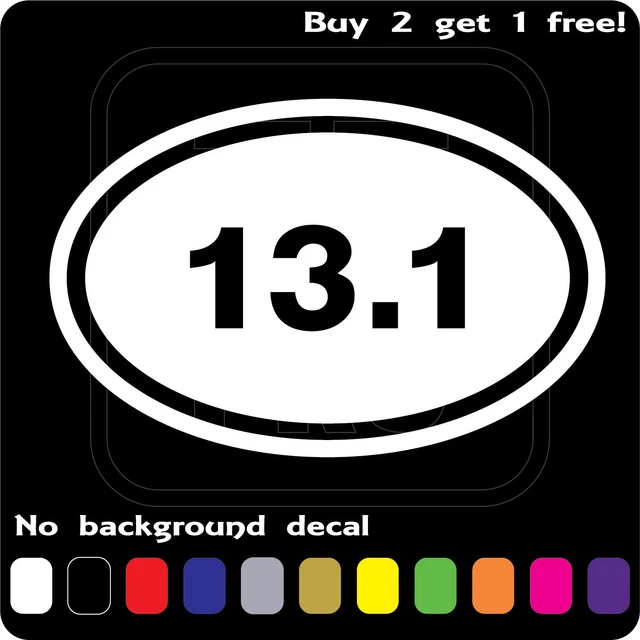 13.1 HALF MARATHON Sticker Oval Vinyl Decal Running Run Race Jogging ...