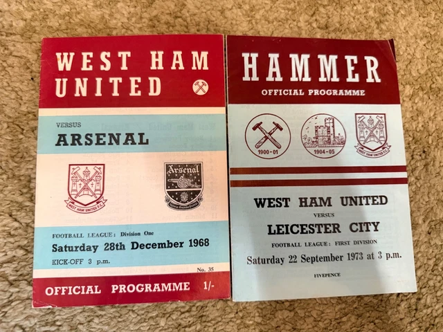 WEST HAM - MATCH DAY PROGRAMMES x 2 - 1960s/70s £7.99 - PicClick UK