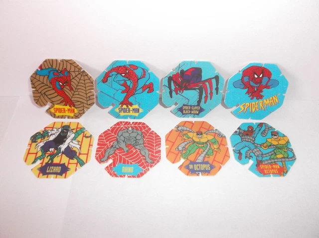LOT DE 8 Pogs Volants Marvel « Spider-Bn » (Spider Man) – Vintage – En ...