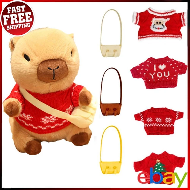 DIY CUTE CAPYBARA Plush with Clothes & Bag Stuffed Animal Toy Home Room ...