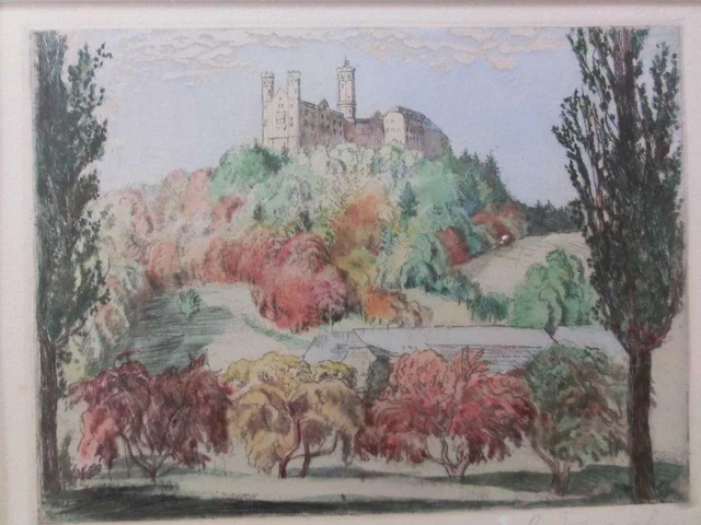 RUDOLF FUCHS ( Diez 1892 - 1985) Originalradierung Schloss Schaumburg ...