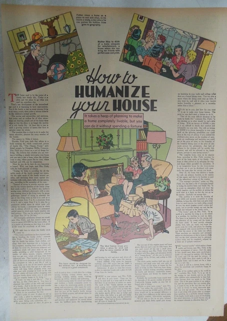 ORIGINAL NEWSPAPER POSTER 1939 How To Humanize Your House ! Size: 15 x ...