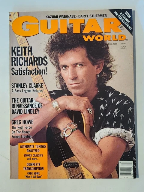 MAGAZINE GUITAR WORLD Décembre 1988 Keith Richards Stanley Clarke Greg ...