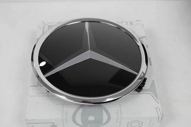 NEW GENUINE MERCEDES-BENZ Black Radiator Grille Star Badge Emblem ...