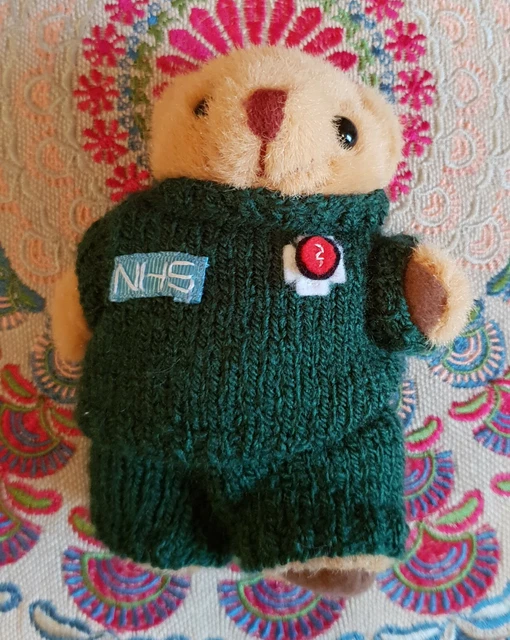 SMALL BROWN TEDDY Bear NHS St Johns Ambulance Green Jumper Soft Plush ...