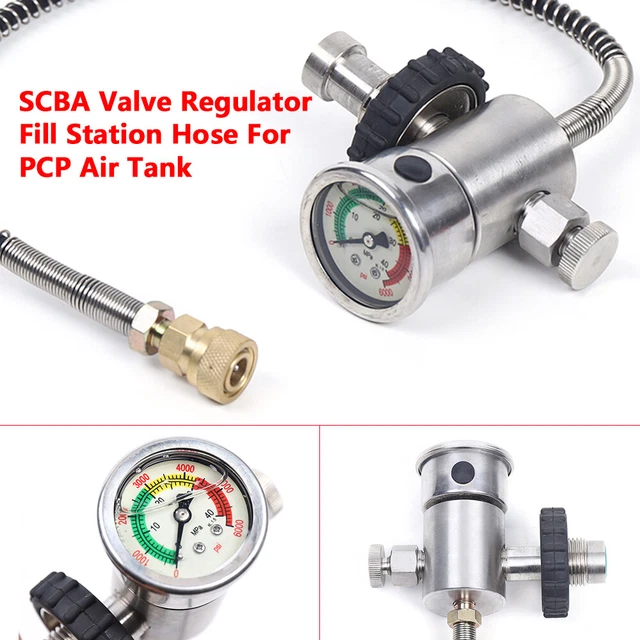 4500PSI SCBA VALVE Regulator Fill Station Disconnect Hose For Air Tank ...