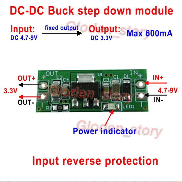 MINI DC-DC BUCK Step Down Converter Voltage Regulator 5V-9V 5V 6V to 3.3V 600mA EUR 1,12 ...