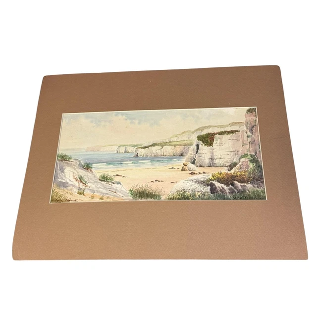 VINTAGE GEORGE PARNELL Portrush Cliffs Seascape Watercolor Painting ...