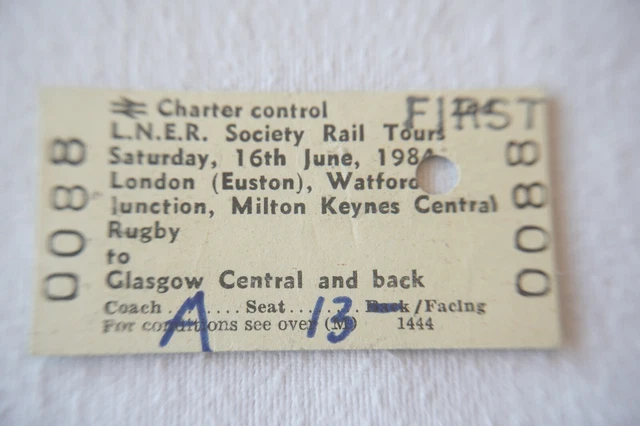 1984 LNER SOCIETY Rail Tour Glasgow Central Railway Train Ticket £3.99 ...
