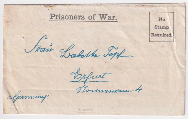 WW1 GERMAN SOLDIERS WW1 Prisoner of War letter 1918 POW camp Peel Isle ...