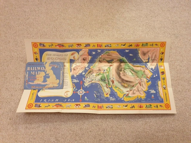 ISLAND OF SODOR Map Thomas The Tank Rev W Awdry Railway Series 1St ...