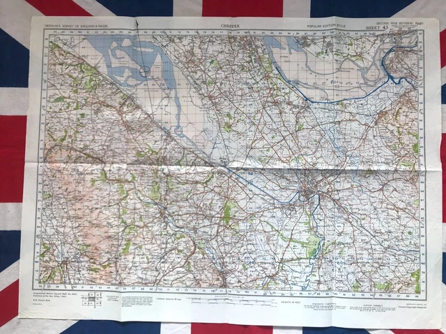 OLD CHESTER AREA Wartime Map 1942 War Revision OS Sheet 43 £6.00 ...