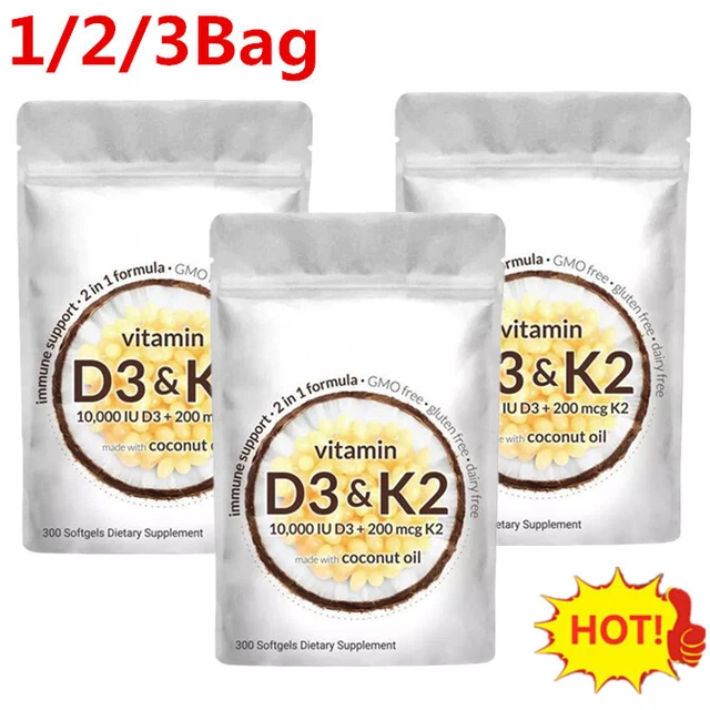 1/2/3BAG VITAMIN D3 K2 Supplement Softgels, 180 Softgels NEW £11.17 - PicClick UK