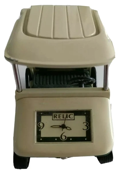CLOCK DESK GOLF Cart Relic Metal Miniature Tan Green Limited Ed. White ...