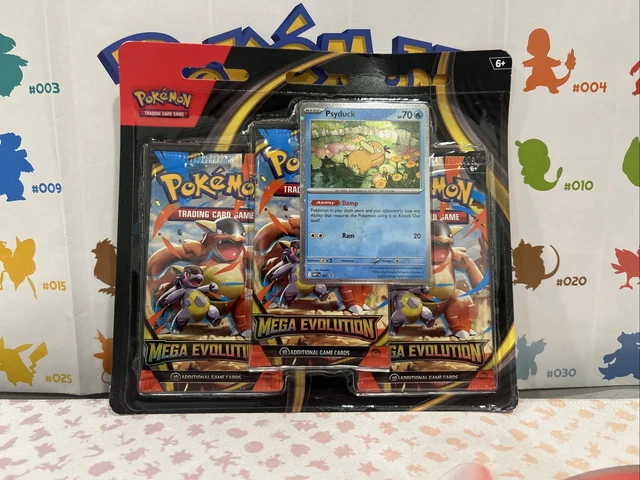 POKÉMON TCG: MEGA Evolution Three Booster Blister Pack Psyduck Promo ...