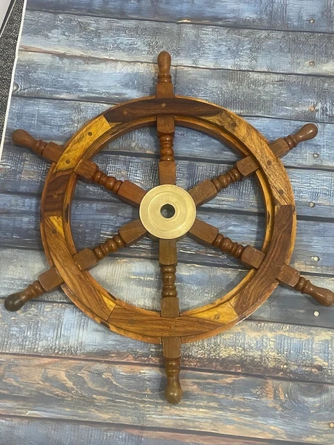 DIRECTION VINTAGE ROUE Ancienne 24'' Bateaux Decor Mural Bateau Pirate Laiton EUR 52,42 ...