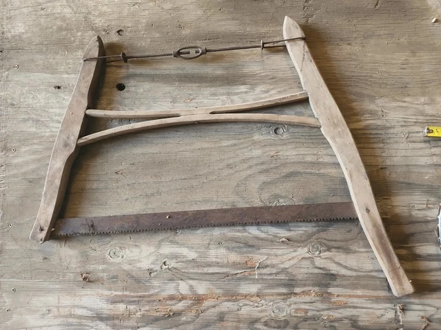 VTG WOOD BUCK Cross Cut Bow Log Farm Hand Saw Rustic Primitive Two Man ...