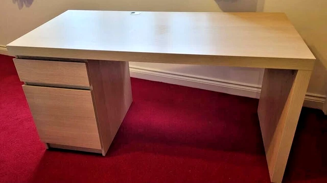 IKEA MALM LIGHT Oak coloured Desk , with single drawer/cupboard storage ...