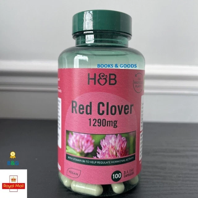 HOLLAND & BARRETT Red Clover Extract 1290mg 100 Tablets with Vitamin B6 ...