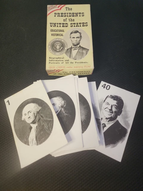 THE PRESIDENTS OF the United States Flash Cards Quiz Cards 1986c *RARE ...