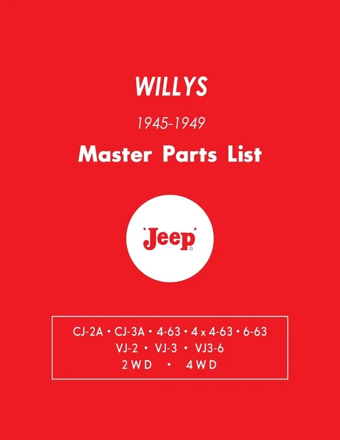 1945 - 1949 Willys Jeep Master Parts List Book £54.13 - PicClick UK