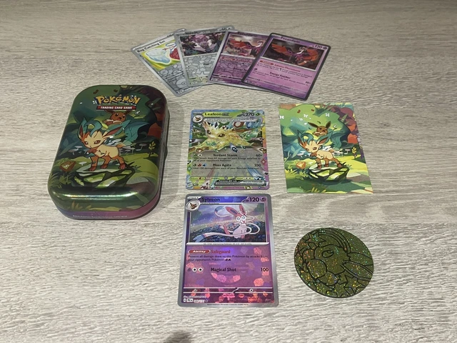POKÉMON CARDS PRISMATIC Evolutions Mini Tin, Leafeon Ex and Sylveon ...