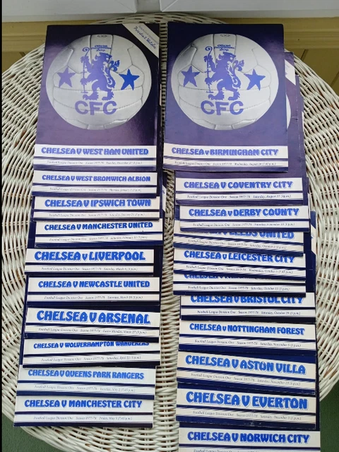 CHELSEA 1977/78 PROGRAMMES, complete set of 21 home league games £10.00 ...