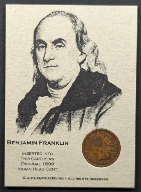 BENJAMIN FRANKLIN 2008 Authenticated Ink Card With Penny $18.50 ...