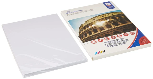 MEDIARANGE MRINK102 PHOTO Paper A4 White 50 Sheets 200gr matt Dual M ...
