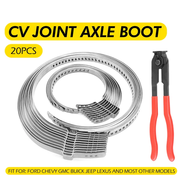 UNIVERSAL ADJUSTABLE AXLE CV Boot Joint Crimp Clamps W/ Clamp Tool ...