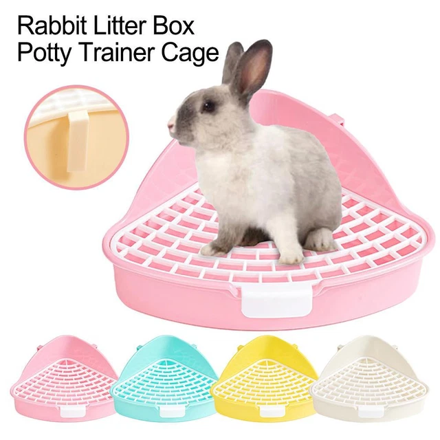 RABBIT LITTER BOX Potty Trainer Cage Accessories Pet Pee Pan Tray Pets ...