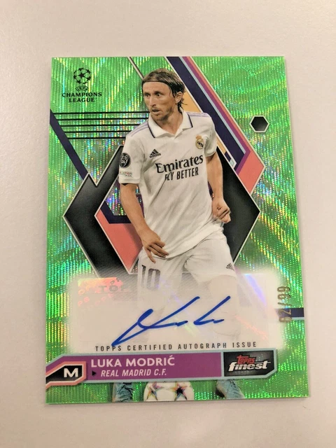 LUKA MODRIC/99 AUTO 2022/23 Topps Miglior rifrattore verde neon calcio ...