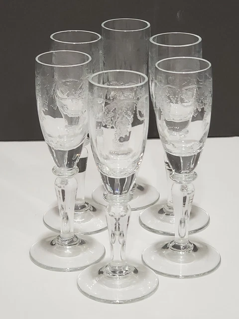SET OF 6 BOHEMIA FINE CRYSTAL ETCHED THISTLE PATTERN Cordial /Liqueur ...