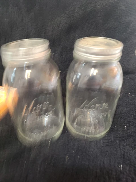 KERR “SELF SEALING” Mason Qt Jar Clear Square Glass W/Kerr Lids Anchor ...