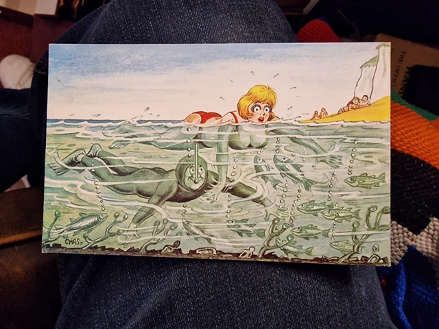 VINTAGE BAMFORTH COMIC Postcard. Deep Sea Diver & Lady Swimmer £3.59 ...