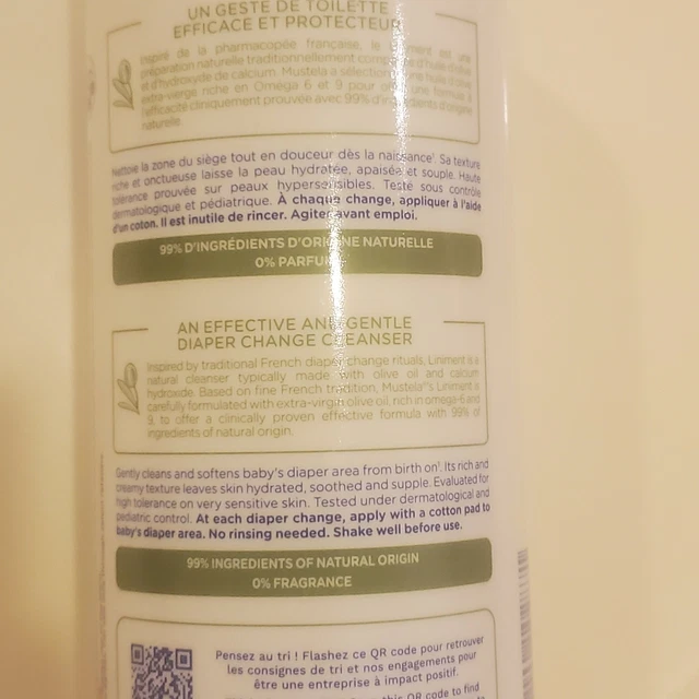 MUSTELA LINIMENT - No-Rinse Baby Cleanser for Diaper Change - with ...