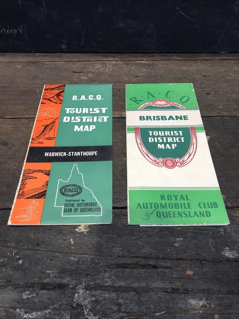 RACQ TOURIST DISTRICT Maps Vintage X 2 Warwick-Stanthorpe & Brisbane ...