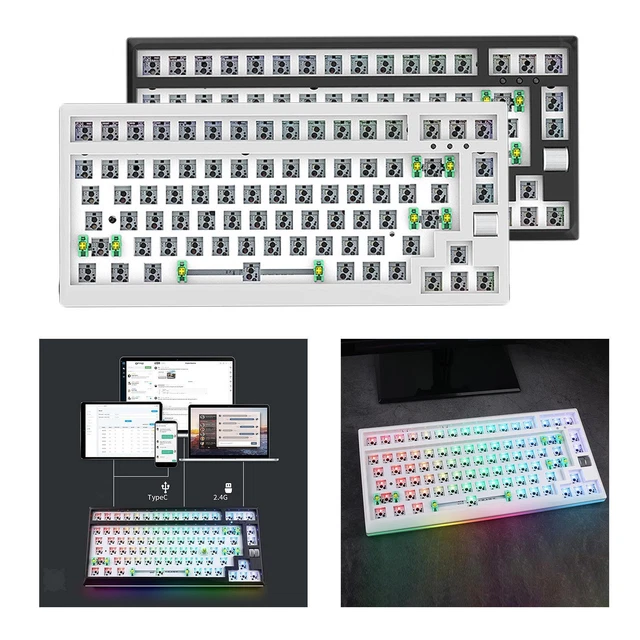 HOT SWAPPABLE MECHANICAL Keyboard DIY Kit RGB LED Backlighting 2.4G ...