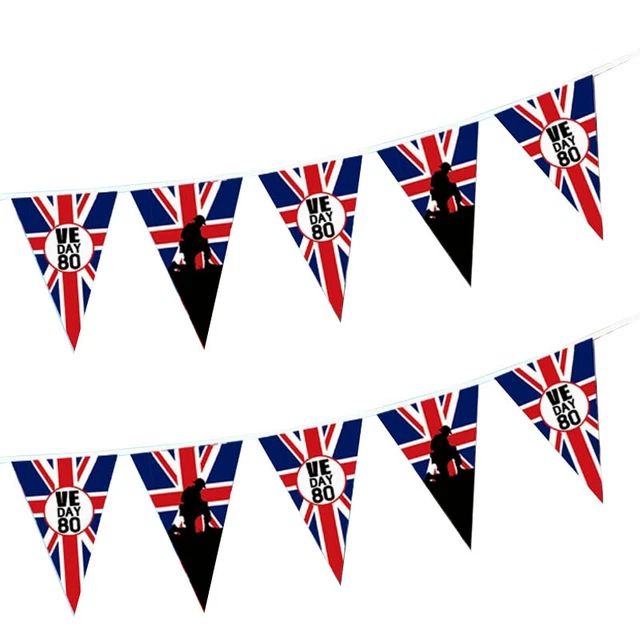VE DAY 80TH Bunting Banner 80 Years Victory In Europe Bunting Flag ...