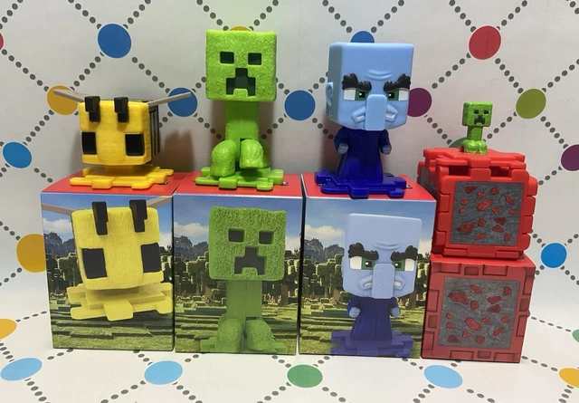 4X MCDONALDS MINECRAFT Movie Happy Meal Toys Creeper Bee Redstone Cube ...