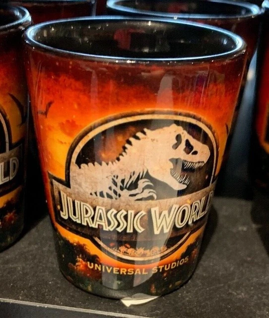 UNIVERSAL STUDIOS JURASSIC World Entrance Gate Raptor T-Rex Shot Glass ...